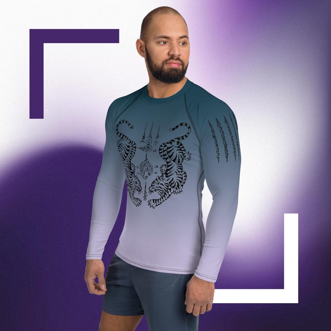 Double Tiger Purple Rash Guard - Etsy