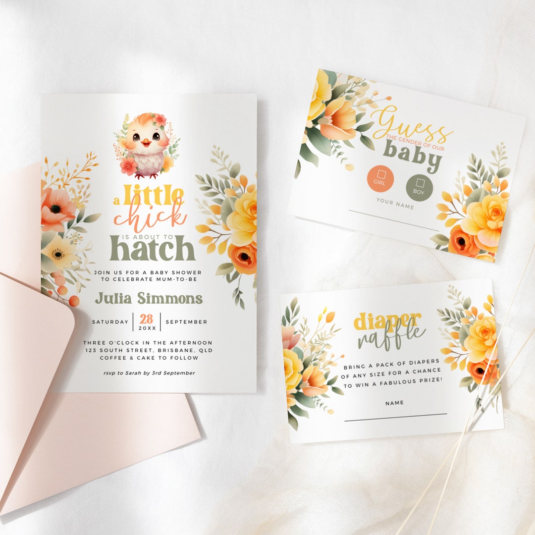 Chick Baby Shower Invitation About to Hatch Chick Hatching - Etsy
