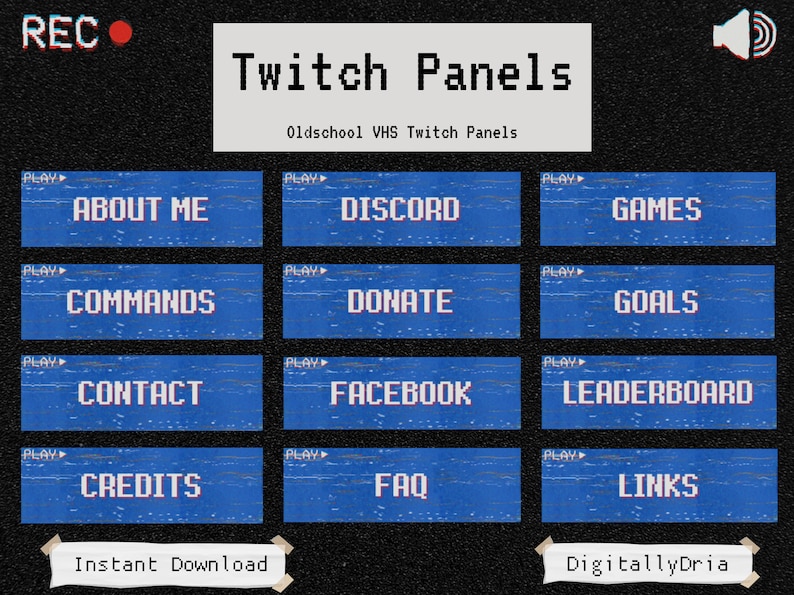 Oldschool VHS Twitch Panels: 24 Count (PNG Digital Download) - Etsy