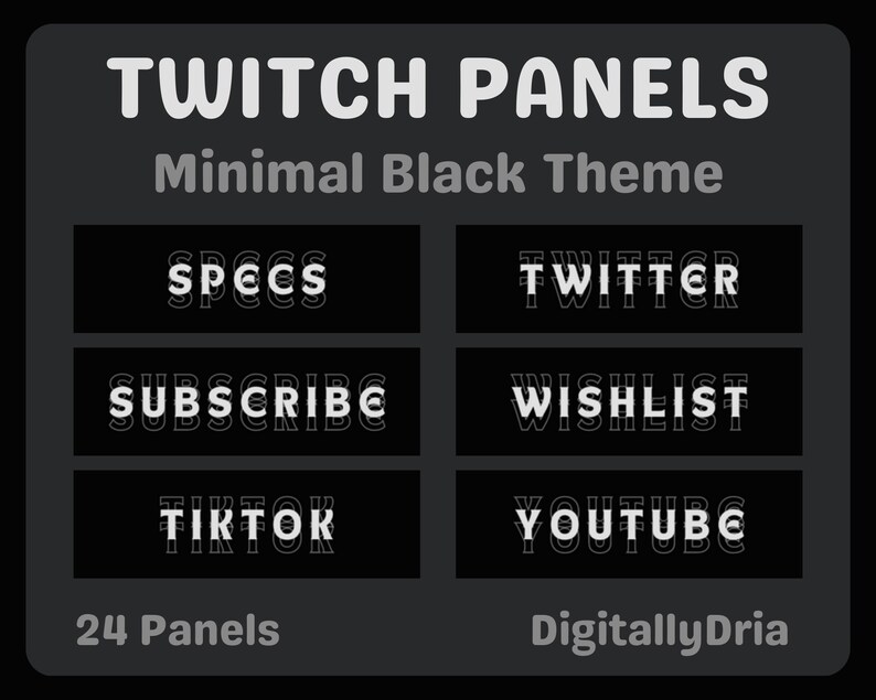 Minimal Black Twitch Panels | Clean, Simple Aesthetic - Etsy