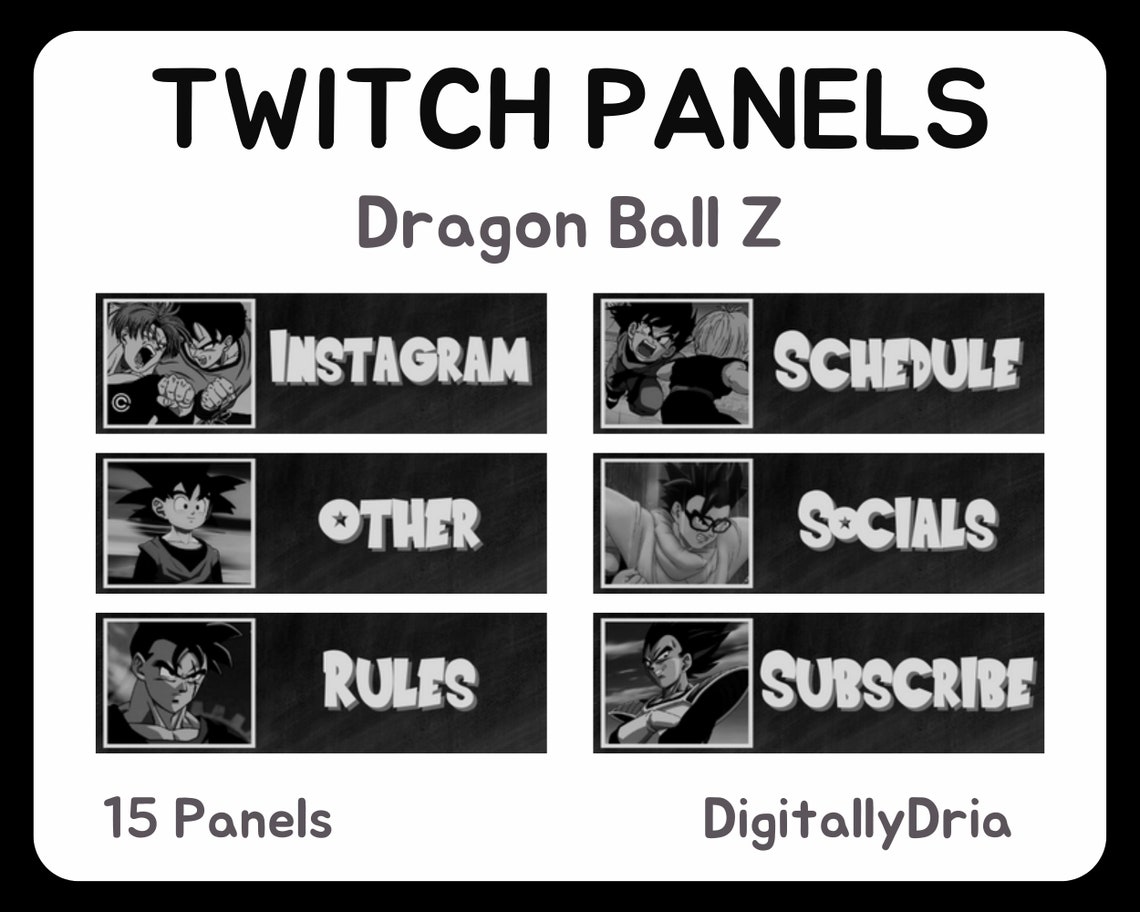 Dragon Ball Z Twitch Panels: Minimalist Anime Stream (15 Count) - Etsy