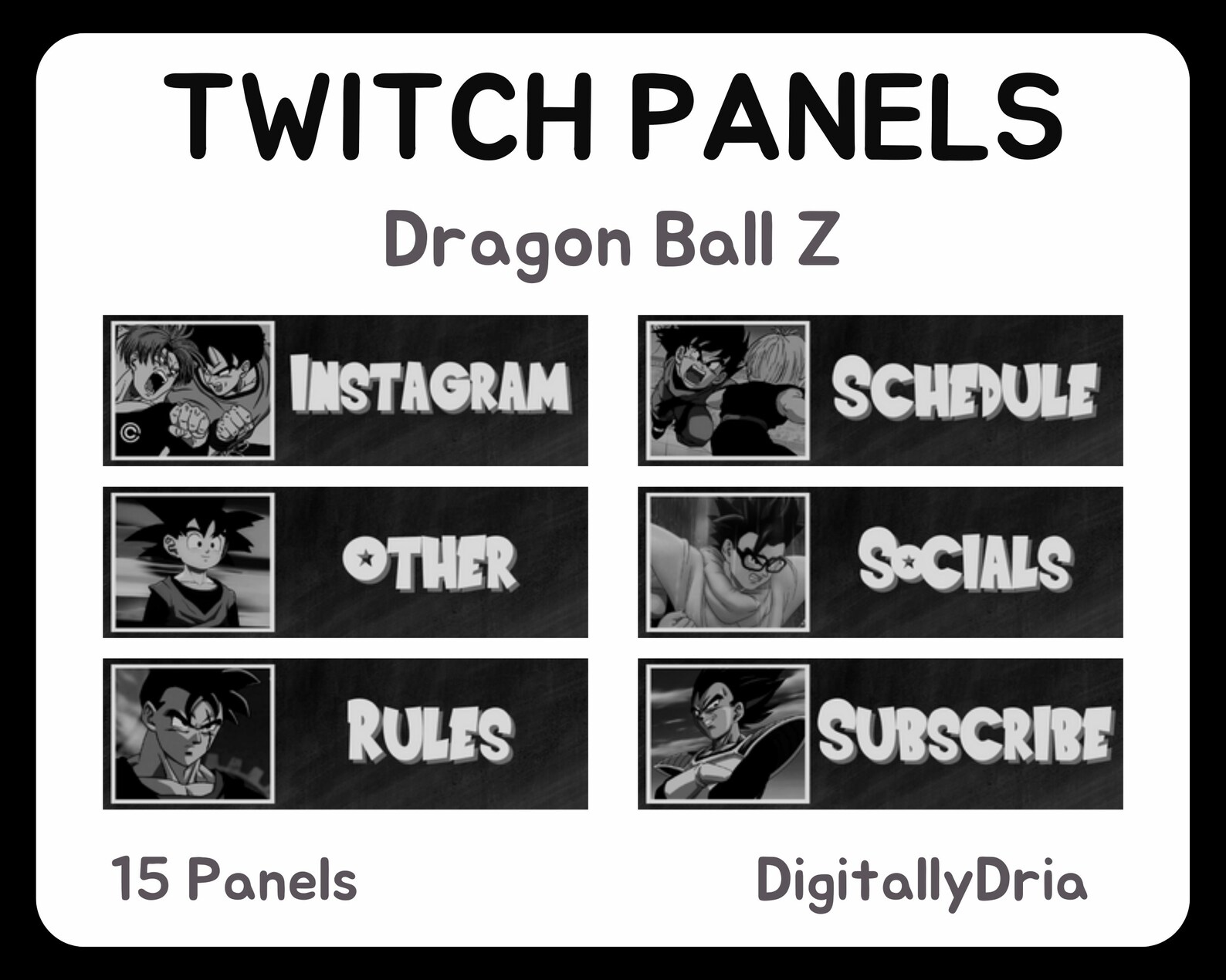 Dragon Ball Z Twitch Panels: Minimalist Anime Stream (15 Count) - Etsy