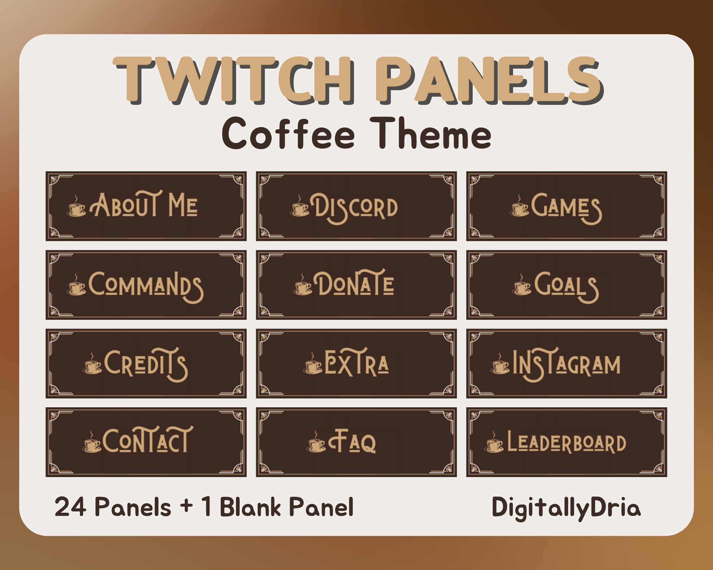 Coffee Twitch Panels | 25 Count | Cute Minimal Cafe Aesthetic - Etsy