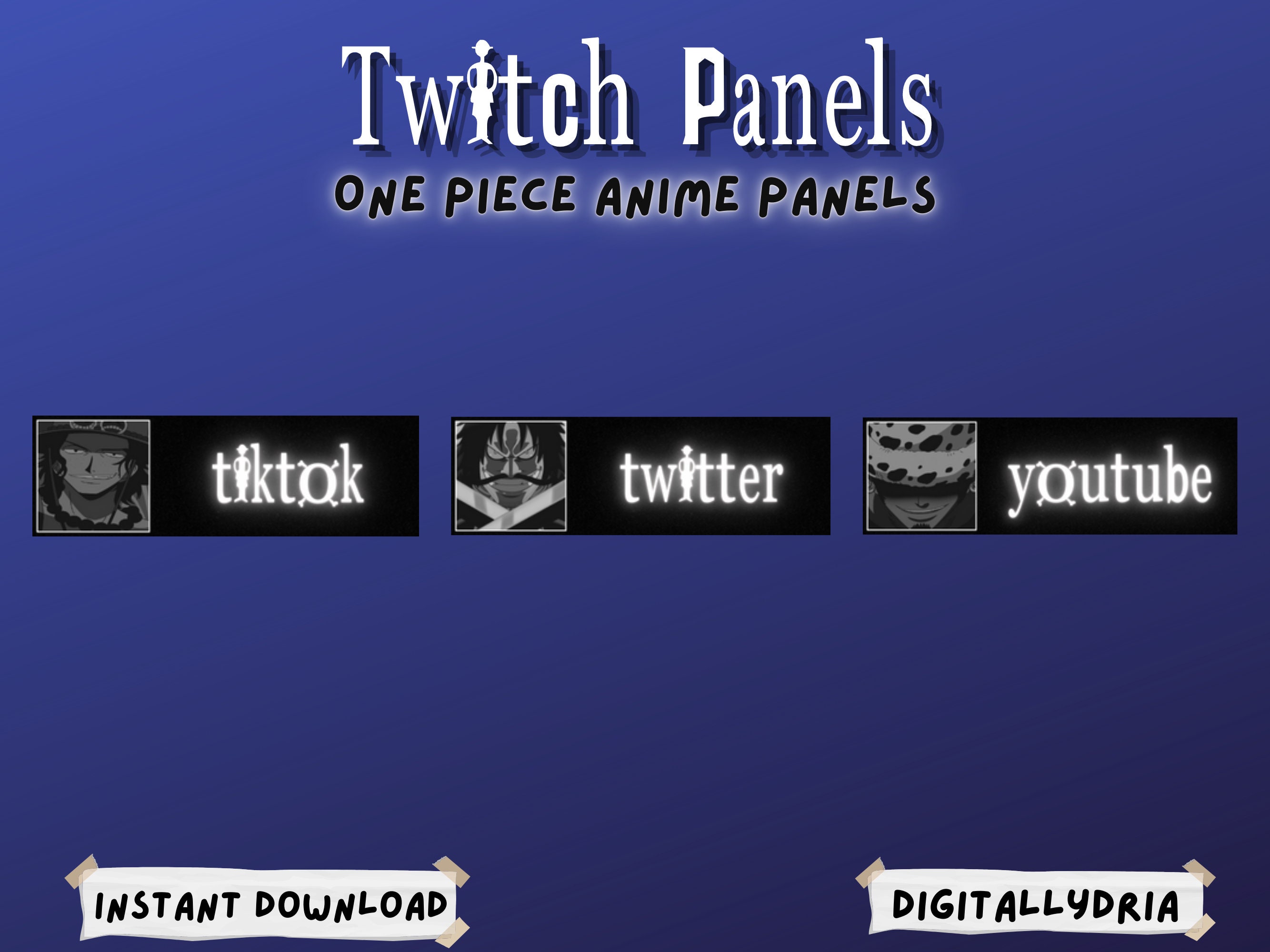 One Piece Anime Twitch Panels: Minimalist Stream Decoration (digital ...