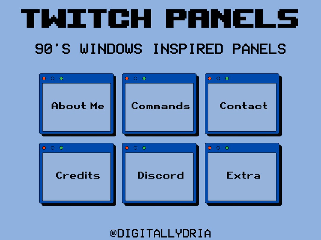 90s Windows Inspired Twitch Panels • 24 Count • Clean + Minimal ...