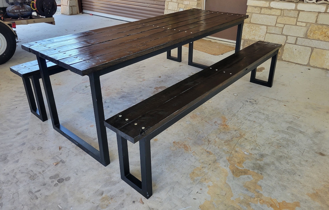 Modern Style Metal Picnic Table With Separate Benches ~ Restaurant ...