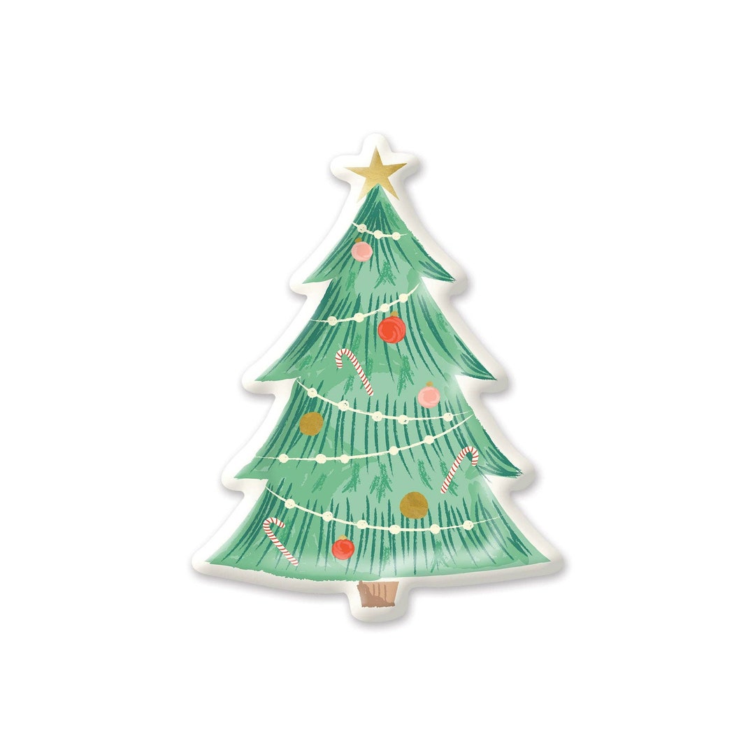 Watercolor Christmas Tree Shaped Paper Plates - Etsy
