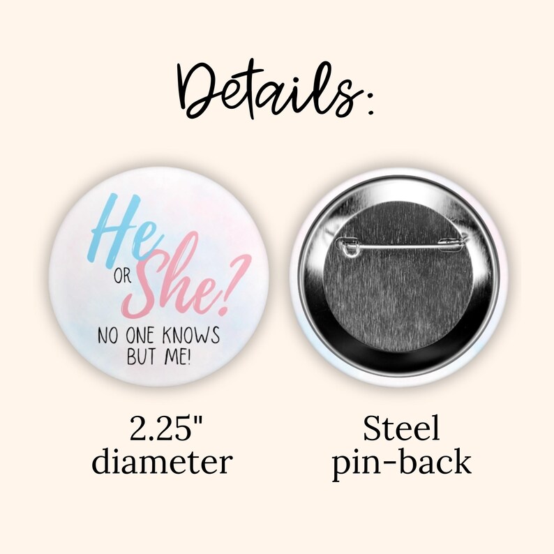 Keeper of the Gender Reveal Party Button: He or She, 2.25" Pin - Etsy