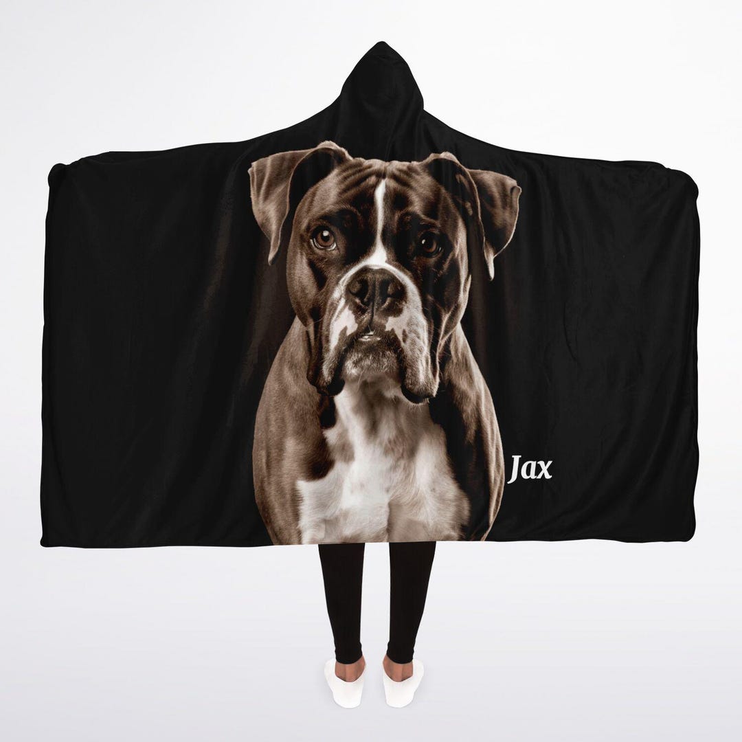 Personalized Boxer Hooded Sherpa Blanket Custom Name Gift With Ultra ...
