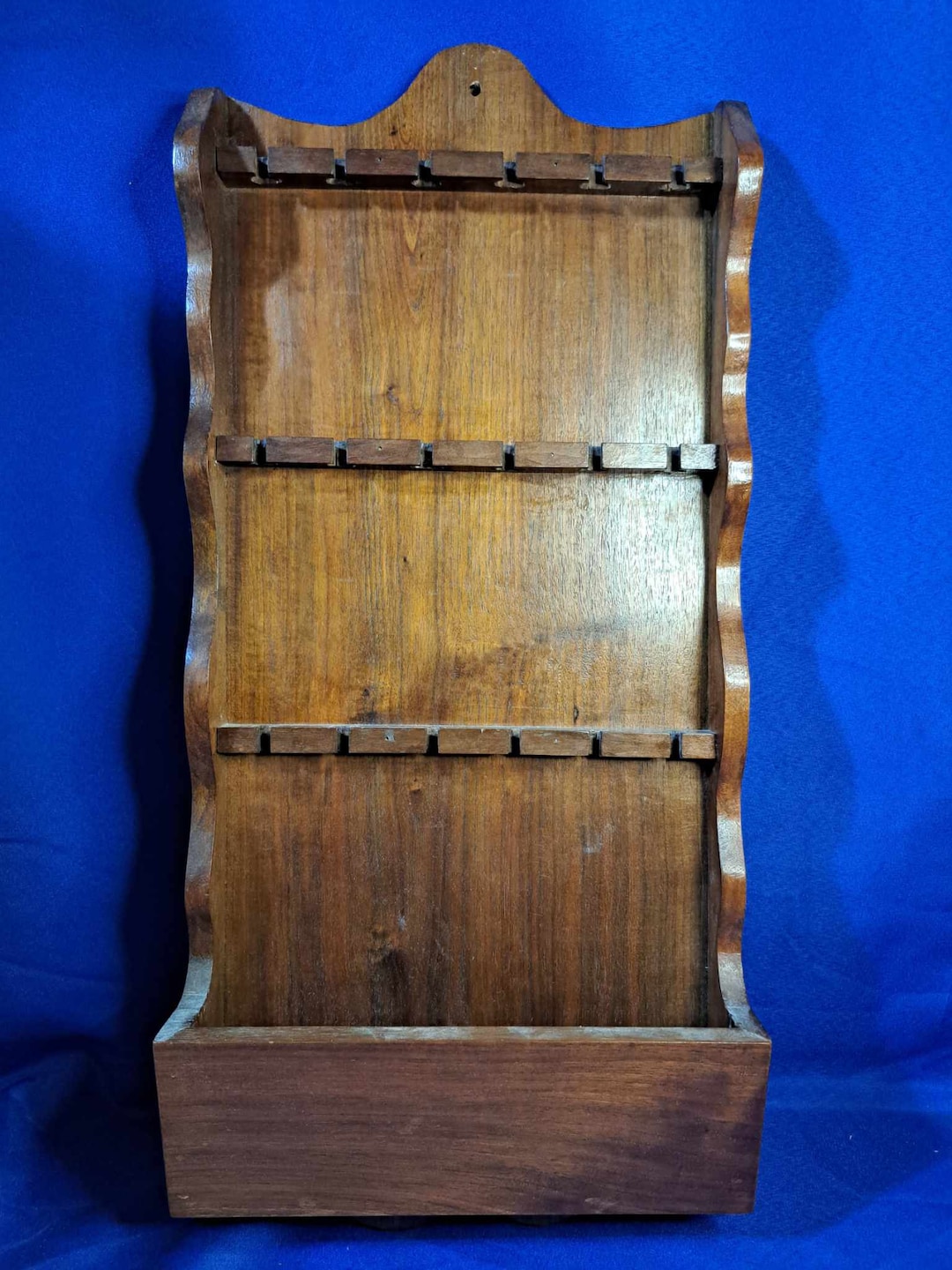 Vintage Wooden Display Rack Holds 18 Spoons W/ Storage Tray at Bottom ...