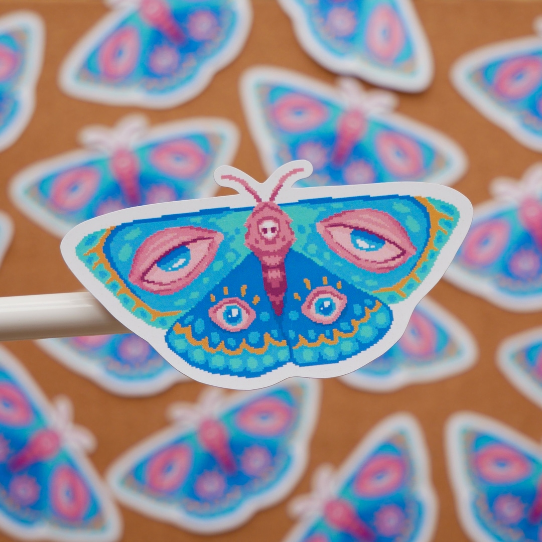 Horror Moth Pixel Art Vinyl Sticker - Etsy
