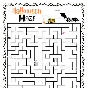 4th Grade Halloween Maze With Answer Key, Printable - Etsy