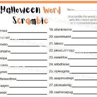 Halloween Word Unscramble - Etsy
