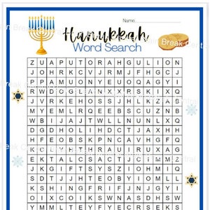 5th Grade Hanukkah Word Search With Answer Key, Printable - Etsy