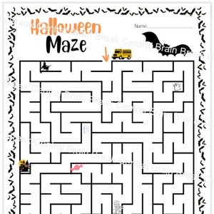 3rd Grade Halloween Maze With Answer Key, Printable - Etsy