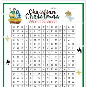 3rd Grade Christian Christmas Word Search With Answer Key, Printable - Etsy