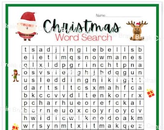 Christmas Word Search for Kids Printable PDF Easy Holiday - Etsy