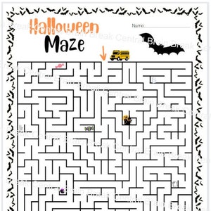 6th-8th Grade Halloween Maze With Answer Key, Printable - Etsy