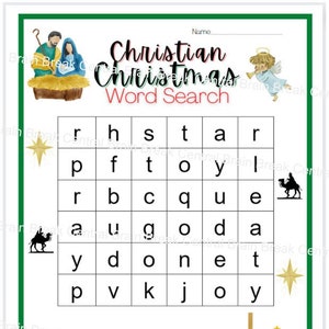 Pre-k Christian Christmas Word Search With Answer Key, Printable - Etsy