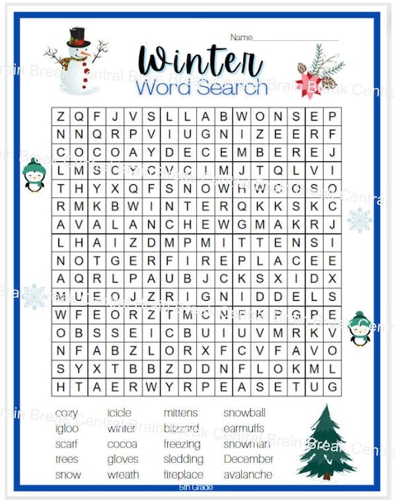 Word Search Puzzles For 5th Grade