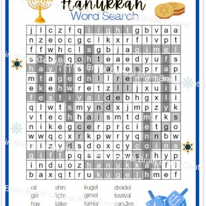 4th Grade Hanukkah Word Search With Answer Key, Printable - Etsy