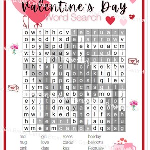 3rd Grade Valentine's Day Word Search With Answer Key, Printable - Etsy