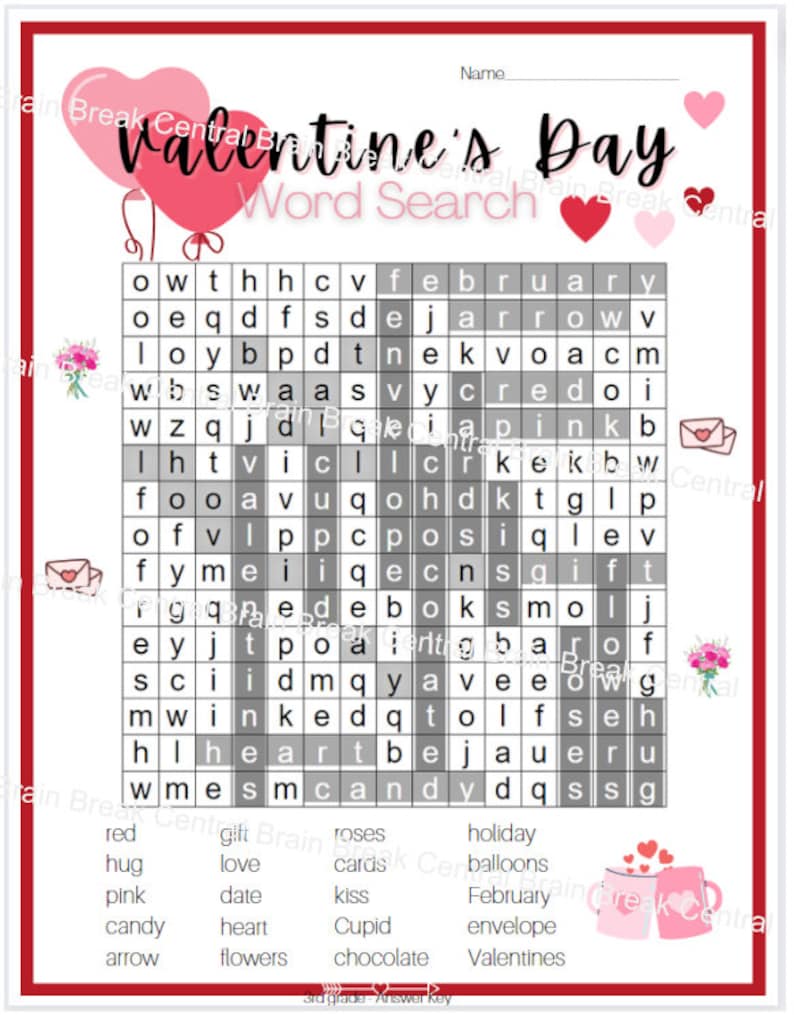 3rd Grade Valentine s Day Word Search With Answer Key Printable Etsy 3rd-grade-valentine-s-day-word-search-with-answer-key-printable-etsy