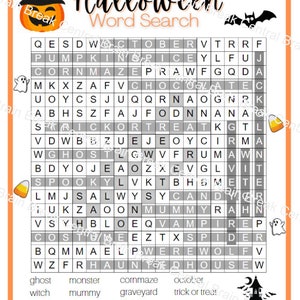 4th Grade Halloween Word Search With Answer Key - Etsy