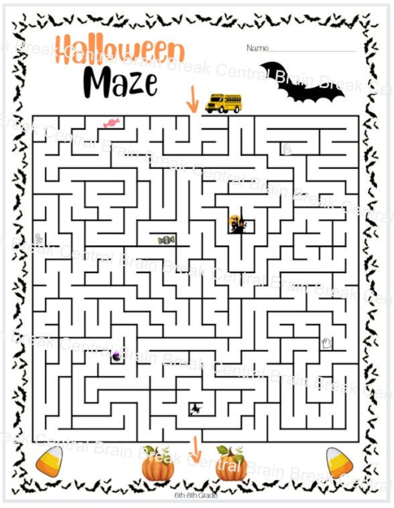 6th-8th Grade Halloween Maze With Answer Key, Printable - Etsy