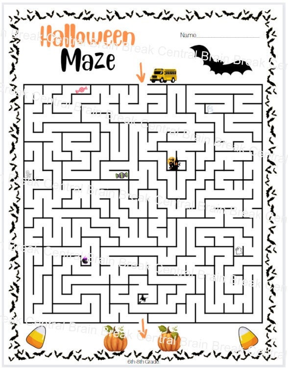 6th-8th Grade Halloween Maze With Answer Key, Printable - Etsy