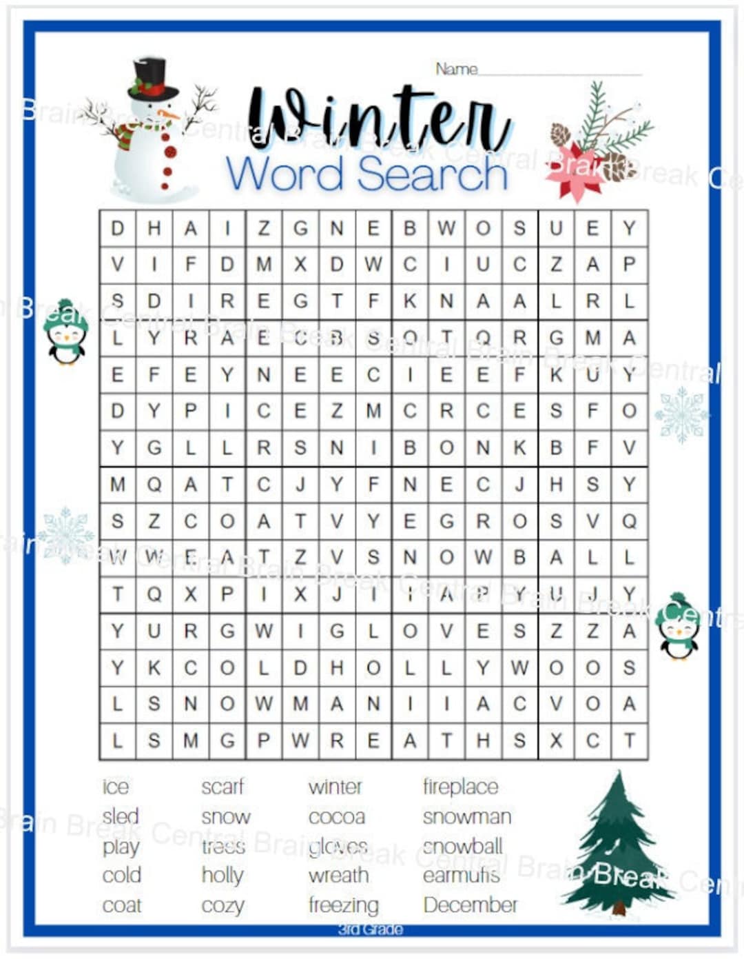 3rd Grade Winter Word Search With Answer Key Printable Etsy 3rd-grade-winter-word-search-with-answer-key-printable-etsy