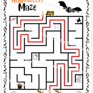 1st Grade Halloween Maze With Answer Key, Printable - Etsy