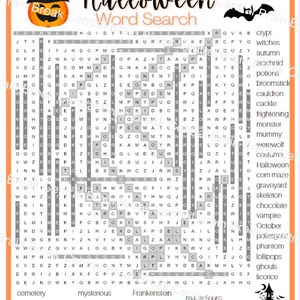 High School Halloween Word Search With Answer Key - Etsy
