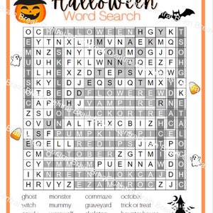 5th Grade Halloween Word Search With Answer Key - Etsy