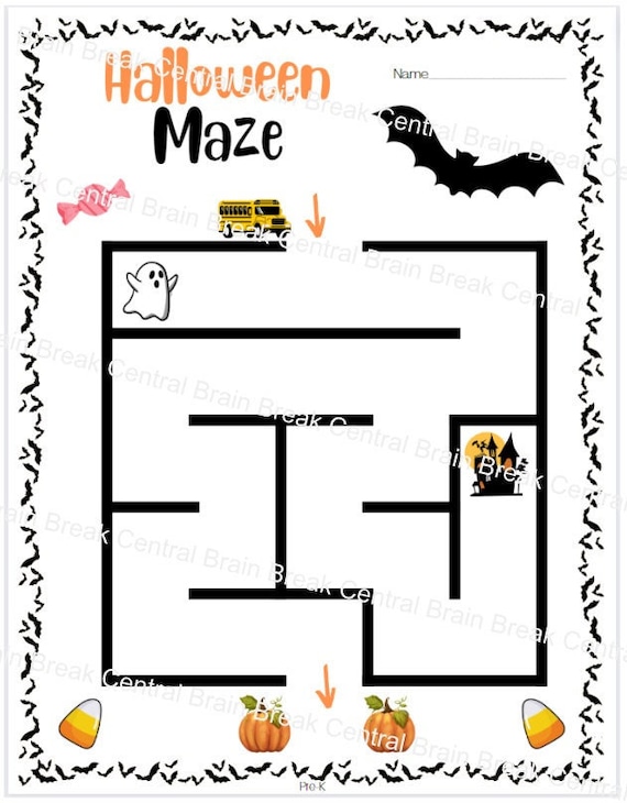 Pre-k Halloween Maze Worksheet With Answer Key - Etsy