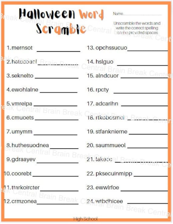 Scrambled Words Worksheet