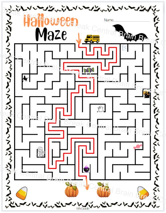 5th Grade Halloween Maze With Answer Key, Printable - Etsy