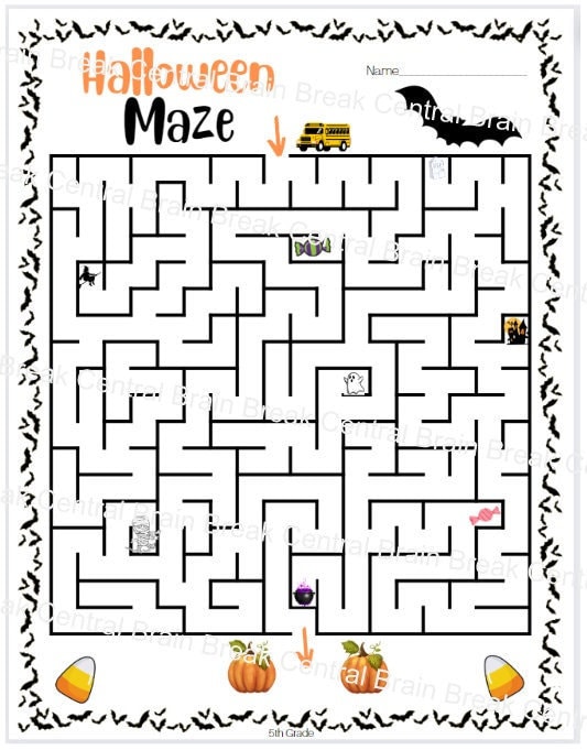 5th Grade Halloween Maze With Answer Key, Printable - Etsy