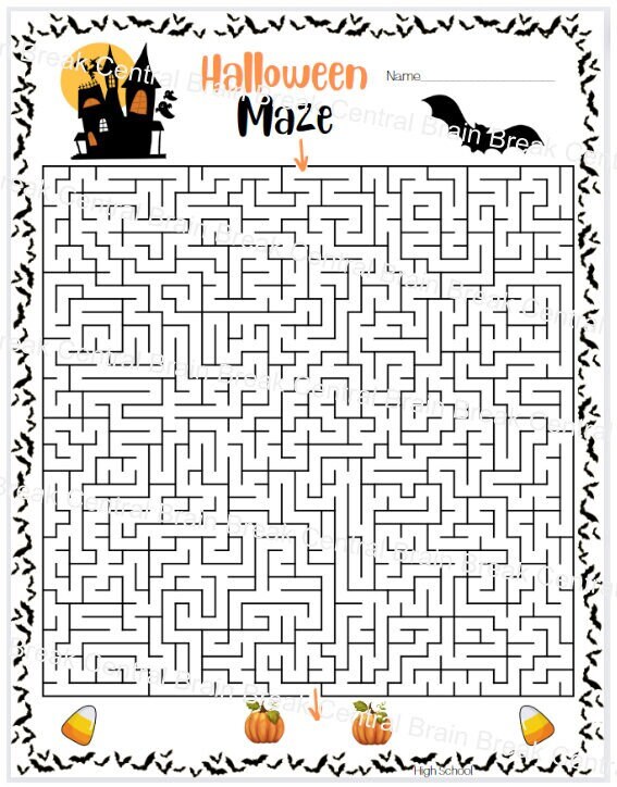 High School Halloween Maze With Answer Key, Printable - Etsy