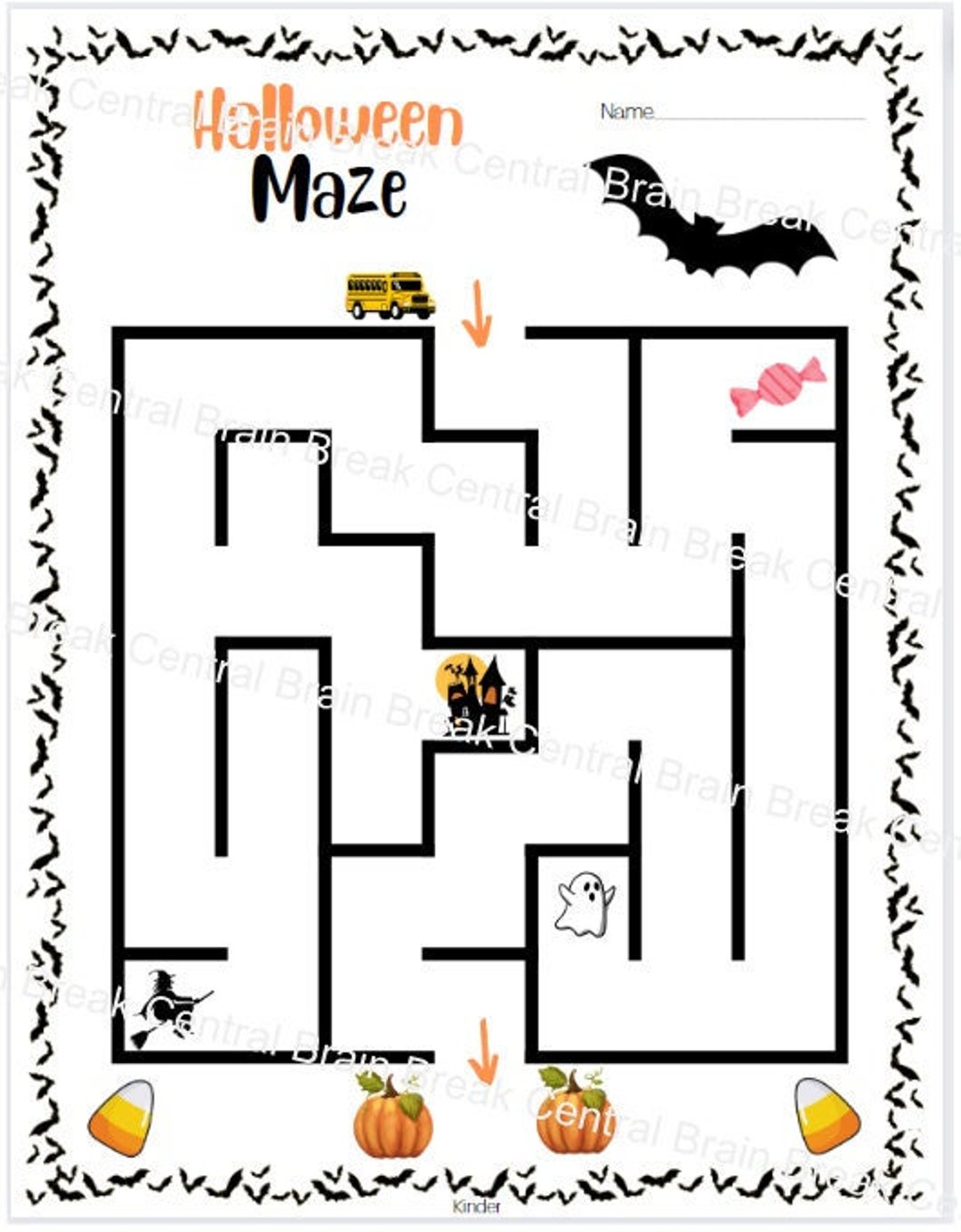 Kindergarten Halloween Maze With Answer Key, Printable - Etsy