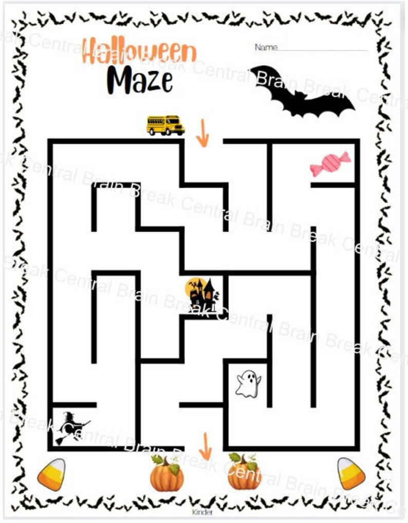 Kindergarten Halloween Maze With Answer Key, Printable - Etsy