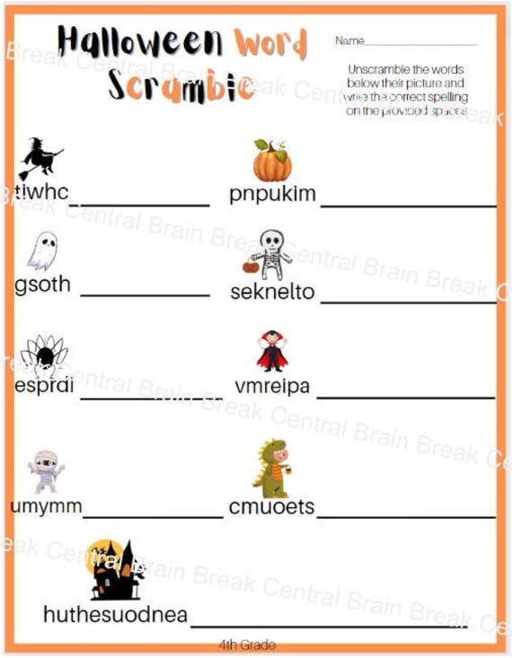 Halloween Printables For 4th Grade 7 Best Images Of Printable