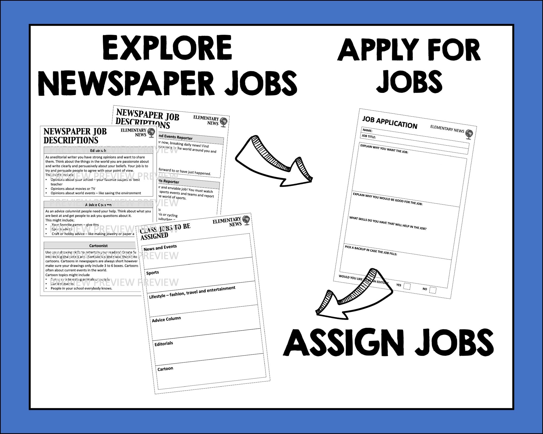 Create a Class Newspaper Templates and Board Game Parts - Etsy