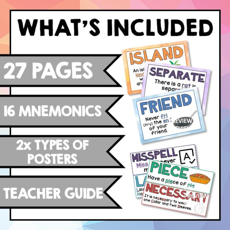 Spelling Tricks and Mnemonic Posters - Educational / Classroom Posters ...