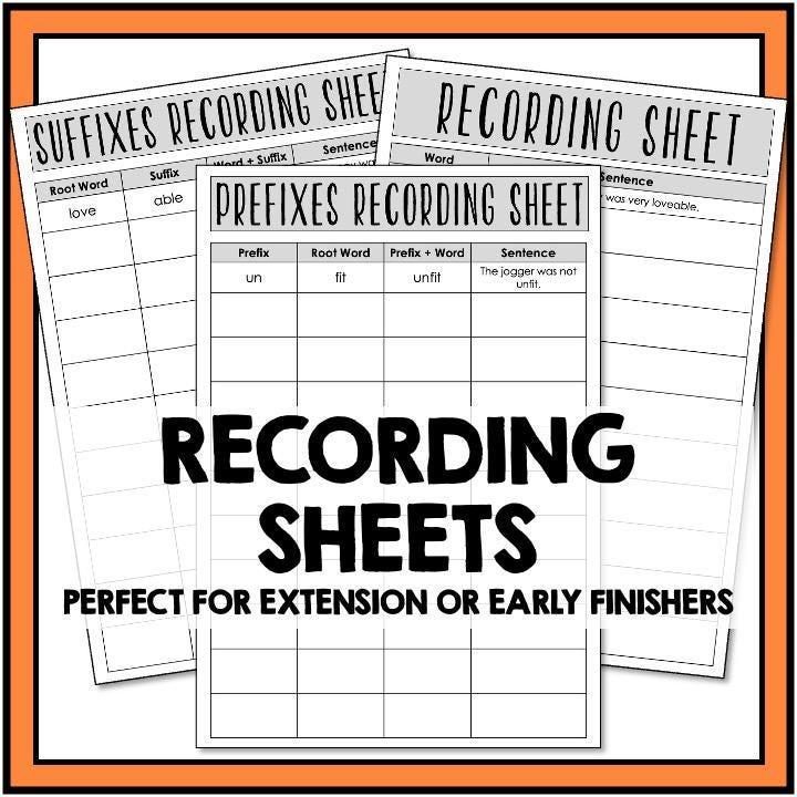 Prefixes & Suffixes Matching Game - Word Work Activity + Response ...