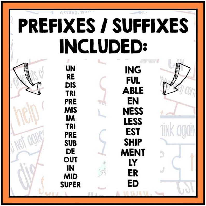 Prefixes & Suffixes Matching Game - Word Work Activity + Response ...