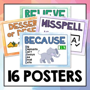 Spelling Tricks and Mnemonic Posters - Educational / Classroom Posters ...