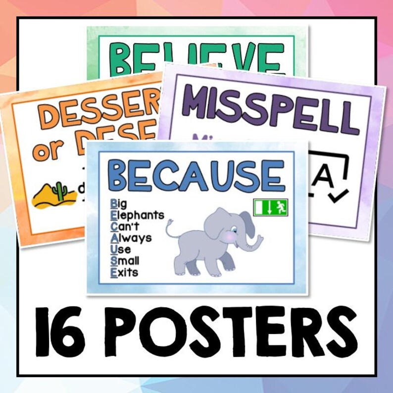 Spelling Tricks and Mnemonic Posters - Educational / Classroom Posters ...