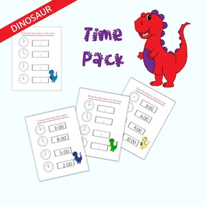 Dinosaur Time Pack, Learning Time Printables, Learning Time Worksheets ...