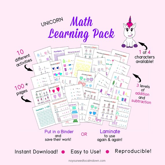 Unicorn Math Pack Preschool Math Pack Math Printables - Etsy
